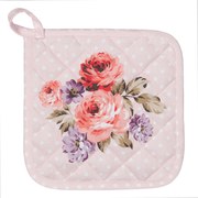 Růžová bavlněná chňapka - podložka s růžemi Dotty Rose - 20*20 cm