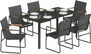 Outsunny 7dílná venkovní jídelní souprava 150×80 cm — tvrzené sklo, 6 prodyšných židlí | Aosom