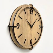 Dřevěné nástěnné hodiny 30-50 cm - moderní dubový design hodiny | SENTOP HDF0601-GOLD-OAK