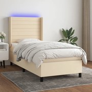 Box spring postel s matrací a LED krémová 80 x 200 cm textil