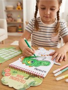 Sinsay - Omalovánka s fixami a samolepkami s motivem dinosaura 7 pack - zelená