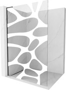 Mexen Kioto L, sprchová zástěna Walk-In 100 x 200 cm, 8mm čiré sklo bílý vzor, černý profil, 800-100-103-70-97