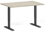 Výškově nastavitelný stůl, 120x80 cm, 1 motor, černá podnož, dub přírodní
