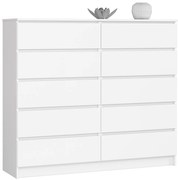 Komoda Kuba 140 cm 10 šuplíků bílá