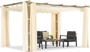 Pergola na terase Barbados 3x4 m s dřevěnými béžovými závěsy Garden Point