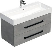 Koupelnová skříňka s černou úchytkou a umyvadlem SAT Cube Way 100x53x46 cm beton mat CUBE46C1002BESAT