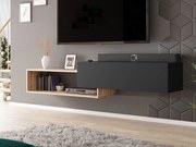 Závěsný TV stolek TRELLA - dub wotan / černý