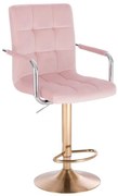 LuxuryForm DESIGN Barová židle VERONA VELUR na zlaté kulaté podstavě - růžová