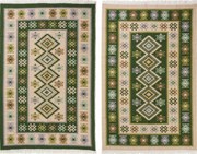 Koberec Kilim Boho Oboustranný Plochý Zelený Bavlna 120x180 Třásněmi