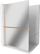 Mexen Kioto+ L, sprchová zástěna Walk-In s poličkou a věšákem 100 x 200 cm, 8mm sklo vzor zrcadlo, měděný matný profil, 800-100-123-65-50
