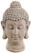 Béžová antik dekorace hlava Buddha - 11*11*19 cm