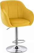 LuxuryForm DESIGN Barová židle AVOLA VELUR na stříbrné kulaté podstavě - žlutá