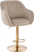 LuxuryForm DESIGN Barová židle AVOLA VELUR na zlaté kulaté podstavě - latte