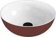 Polysan Banera - Umyvadlo na desku, průměr 39 cm, bez přepadu, bez otvoru pro baterii, matná hnědá/bílá 14337.72