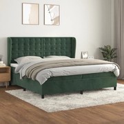 Box spring postel s matrací tmavě zelená 200x200 cm samet
