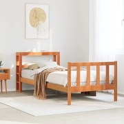 Rám postele s čelem voskově hnědý 100 x 200 cm masivní borovice 3305777