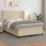 Box spring postel s matrací krémová 140x190 cm umělá kůže 3129029