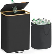 Třídicí koš na lahve a plechovky ECOVIA, 100l, černá/béžová SongmicsHome