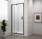 Polysan Easy Black - Sprchové dveře pivotové 76-90x190 cm, čiré sklo/matná černá EL1615B