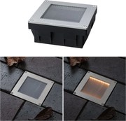 P 95743 Solární LED zemní svítidlo Sorea soumrakový senzor IP67 hranaté 100x100mm 2200K 0,1W 5lm 3,7V kov kartáčovaný ABS/polykarbonát/ocel - PAULMANN