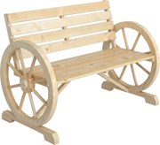 Zahradní lavička Outsunny 2místná, lavička, dřevěná lavička, lavička s područkou ve venkovském stylu, nosnost do 240 kg, jedlové dřevo, přírodní | Ao…