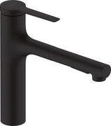 Hansgrohe Zesis M33, páková kuchyňská baterie 160, vytahovací sprška, 2jet, černá matná, HAN-74822670
