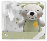 Interbaby Dětská deka 80x100 zelená Medvídek + plyšový maskot