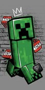 Jerry Fabrics 70x140 Minecraft Metro Art Creeper šedá bavlněná froté dětská plážová osuška