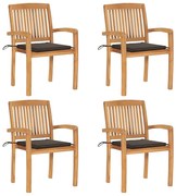 Stohovatelné zahradní židle s poduškami 4 ks masivní teak 3073218