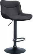 Barová židle Vonore - koženka, černý rám - Černá