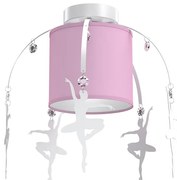 Dětské stropní svítidlo Baletnica white, 1x růžové textilní stínítko, w