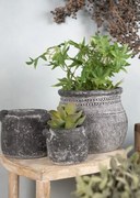 Granitový antik cementový obal na květináč s uchy - 13*11*9 cm