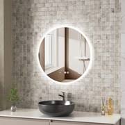 Erga Deam, kulaté LED zrcadlo 70cm, 3 barvy světla, přední osvětlení, vyhřívací podložka proti zapaření, ERG-V01-Deam-7070-CL