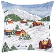 SCANquilt povlak MOTIV horské chaty bíločervená 45 x 45 cm
