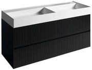Sapho Filena - Umyvadlová skříňka 118x52x43 cm, 4 zásuvky, matná černá strip FID1212BS