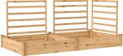 Vyvýšený záhon s mříží Dřevěný truhlík na květiny se 3 mřížovými přepážkami Otevřená základna 240 x 125 x 102 cm Přírodní dřevo