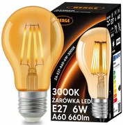 BERGE LED žárovka E27 s vláknem Amber - 6W - teplá bílá