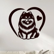 dřevo života Dřevěný obraz psa Pomeranian v srdci Rozměry (cm): 40x35, Zvolte barvu dekoru: Černá