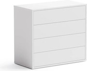 Kancelářská zásuvková komoda BLOCK, 800 x 400 x 710 mm, 4 zásuvky, bílá