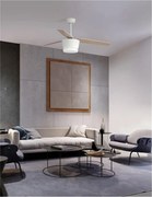 NV 5260261 Stropní ventilátor se světlem MONSOON tělo z oceli matná bílá a sklo 3ABS dřevěné listy LED 18W 3000K - NOVA LUCE