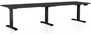 Výškově nastavitelný stůl OfficeTech Long, 260 x 80 cm, černá podnož, černá