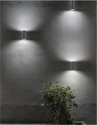 NV 710022 Venkovní nástěnné svítidlo NERO tmavě šedý hliník skleněný difuzor GU10 2x7W 220-240V IP54 bez žárovky světlo nahoru a dolů - NOVA LUCE