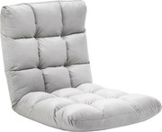 HOMCOM skládací podlahové křeslo 3 v 1 s nastavitelným opěradlem 13 poloh skládací lehátko šedé z kovové pěny 55x71x53,5cm do obývacího pokoje a na z…