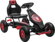 HOMCOM Motokára, dětské vozidlo s nastavitelným sedadlem, šlapací vozidlo s gumovými pneumatikami, pedály, ruční brzda, pro děti od 5 do 12 let, venk…