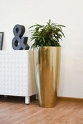 Zlatý květináč CITY, sklolaminát, výška 80 cm, zlatá metalíza