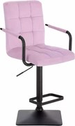 LuxuryForm DESIGN Barová židle VERONA BLACK VELUR na černé hranaté podstavě - levandule