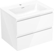 Mexen Orio, koupelnová skříňka 60 cm s umyvadlem Otis, 2 zásuvky, bílá lesklá, 91A10-06047-2-BFF00-W18M00