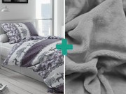 Povlečení mikroplyš VÁNOČNÍ SOBI šedé + prostěradlo mikroplyš SOFT 90x200 cm světle šedé
