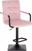 LuxuryForm DESIGN Barová židle VERONA BLACK VELUR na černé hranaté podstavě - růžová
