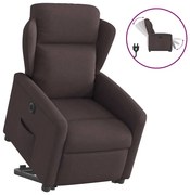 Elektrické zvedací polohovací křeslo tmavě hnědé textil 3303159